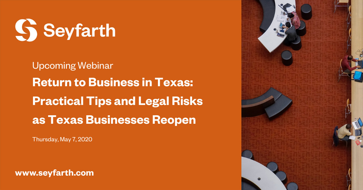 Return to Business in Texas: Practical Tips and Legal Risks as Texas ...