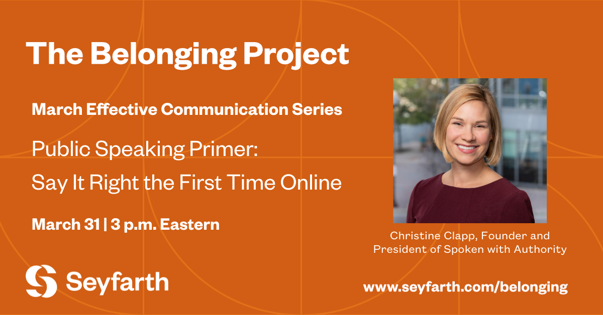 Public Speaking Primer: Say It Right the First Time Online | Seyfarth ...