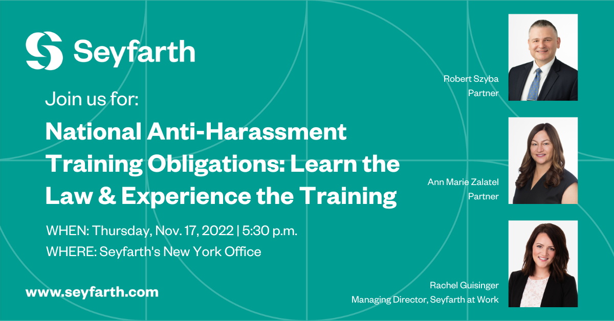 Seyfarth At Work: National Anti-Harassment Training Obligations – Learn ...