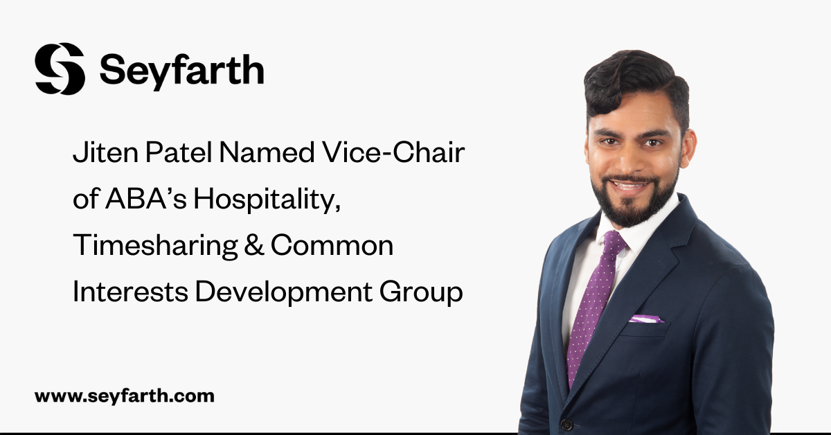 Jiten Patel Named Vice-Chair of ABA’s Hospitality, Timesharing & Common ...
